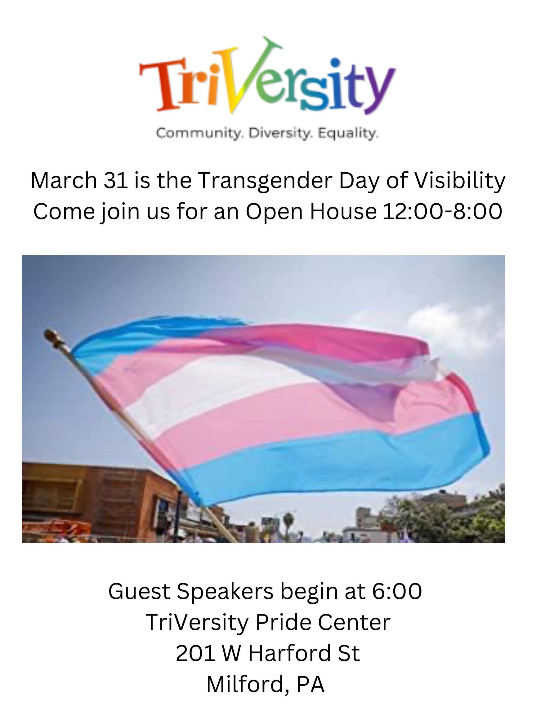 TODAY! Trans Day of Visibility - Monday March 31st - Open House ...